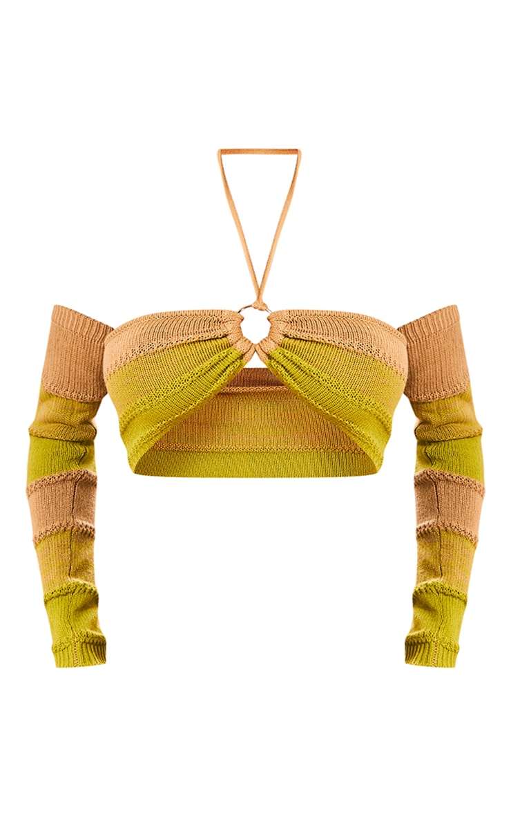 Bralette En Maille Tricot Jaune Chiné à Anneau Et Manches Prettylittlething Fr