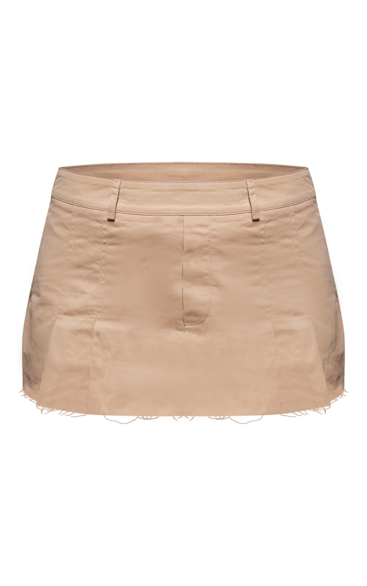 Stone Woven Pleated Raw Hem Micro Mini Skirt | PrettyLittleThing