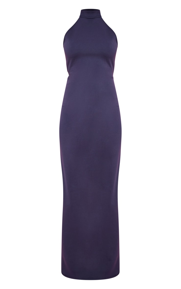 Navy Scuba High Neck Cross Back Maxi Dress Dresses