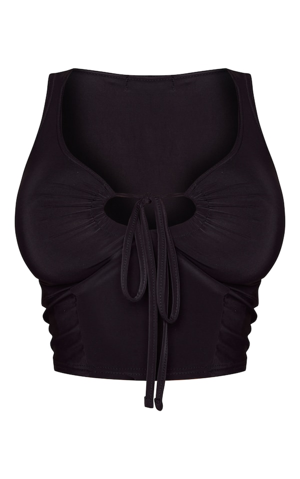 Shape Crop Top Moulant Noir Sans Manches À Buste Froncé | Shape | PLT FR