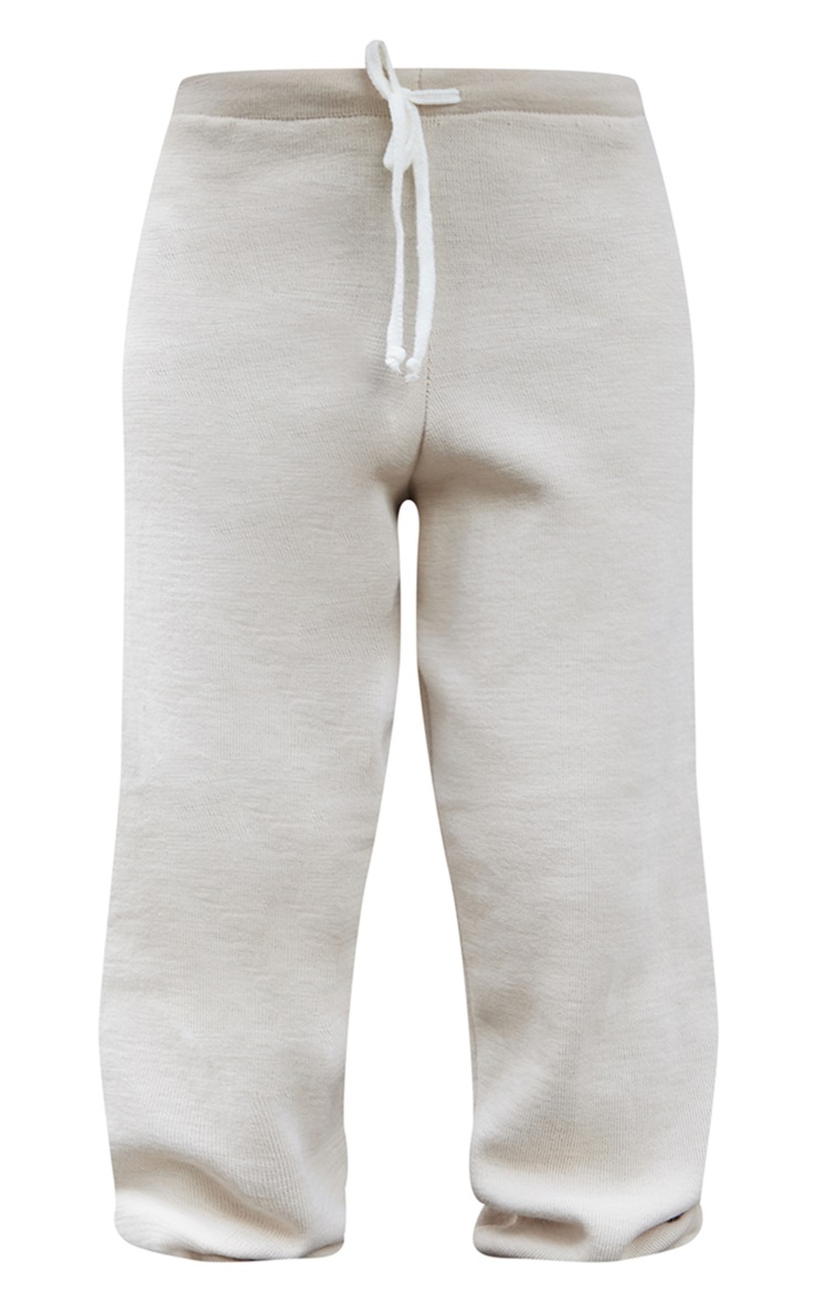 Oatmeal Oversized Knitted Drawstring Sweatpants | Knitwear | PLT USA