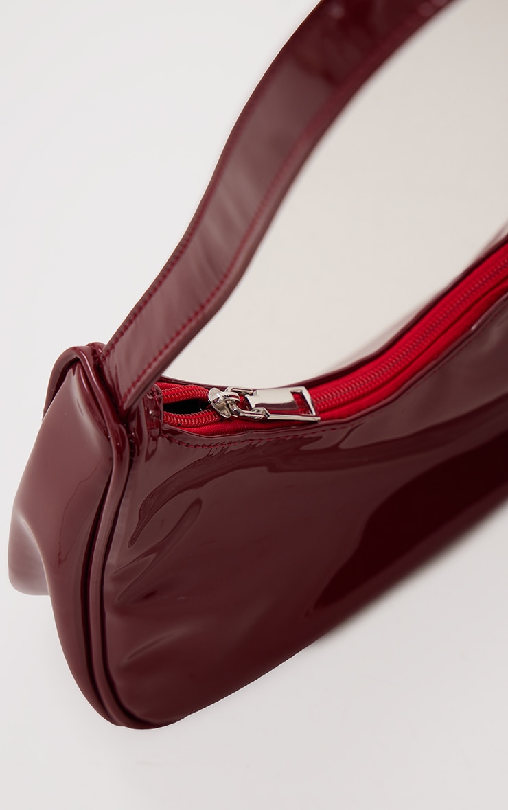 Burgundy Patent PU Basic Shoulder Bag | Accessories | PrettyLittleThing