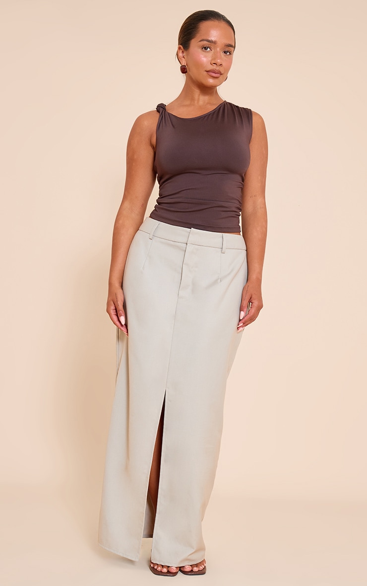 Shape Ash Grey Tailored Split Front Maxi Skirt | Shape | PLT