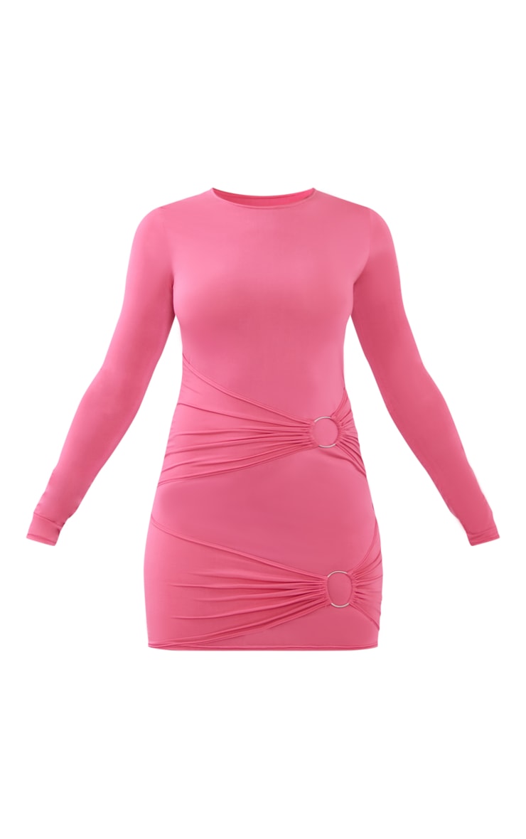 Pink Slinky Multi Ring Detail Bodycon Dress | PrettyLittleThing AUS