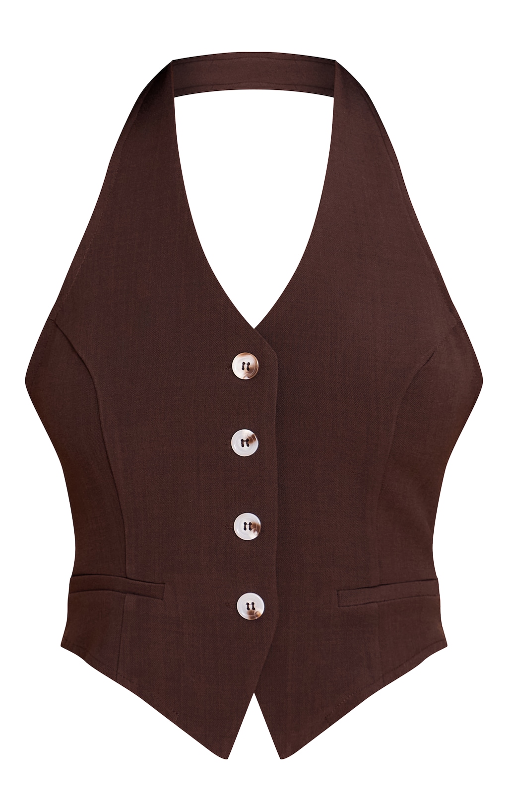 Dark Brown Tailored Backless Halterneck Waistcoat | Co-ords | PLT