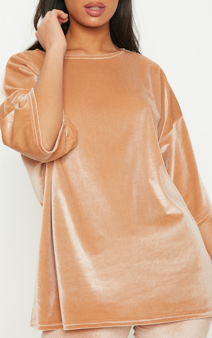 Stone Oversized Velvet T Shirt | Tops | PrettyLittleThing AUS