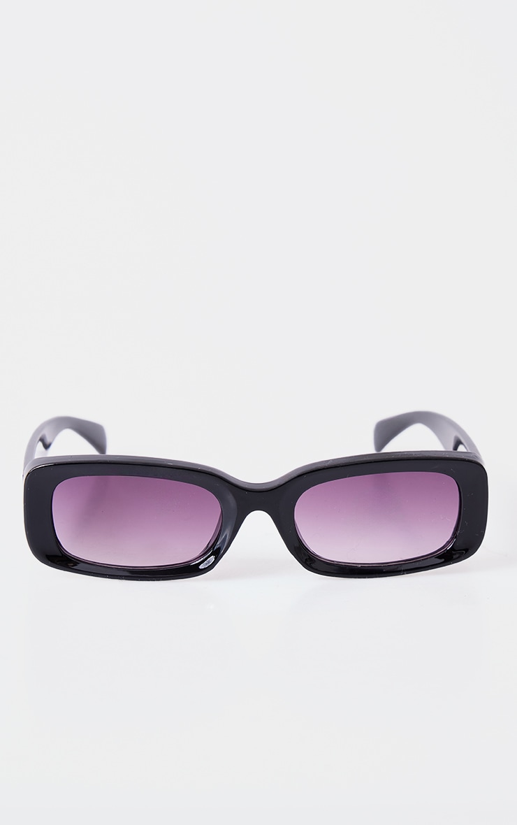 Black Rectangular Slim Frame Sunglasses | Accessories | PrettyLittleThing