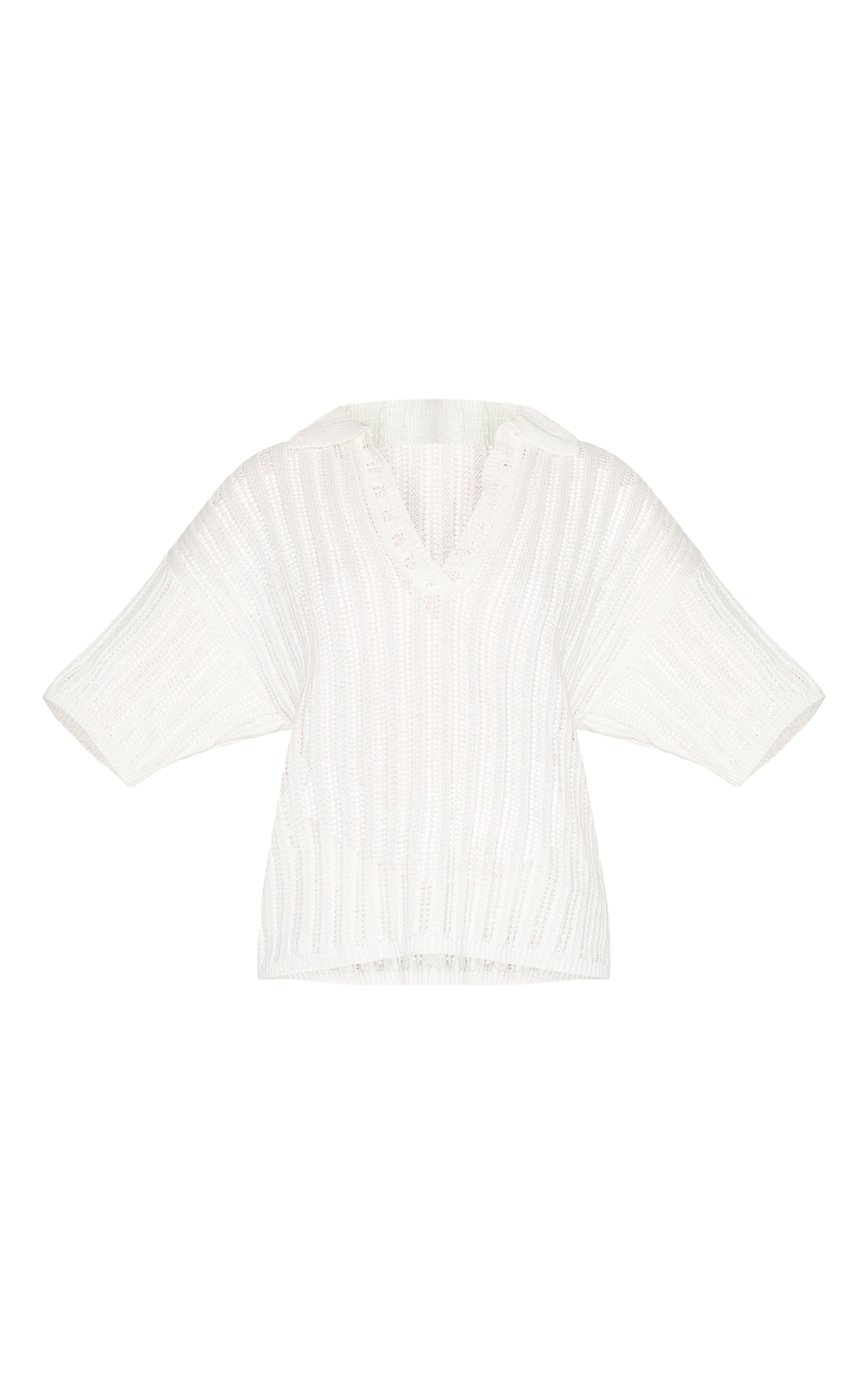 Cream Crochet Rugby Knit Top | Knitwear | PrettyLittleThing USA