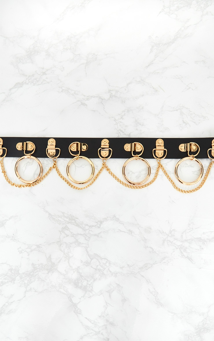 Black Gold Chained Hoops Belt | Accessories | PrettyLittleThing