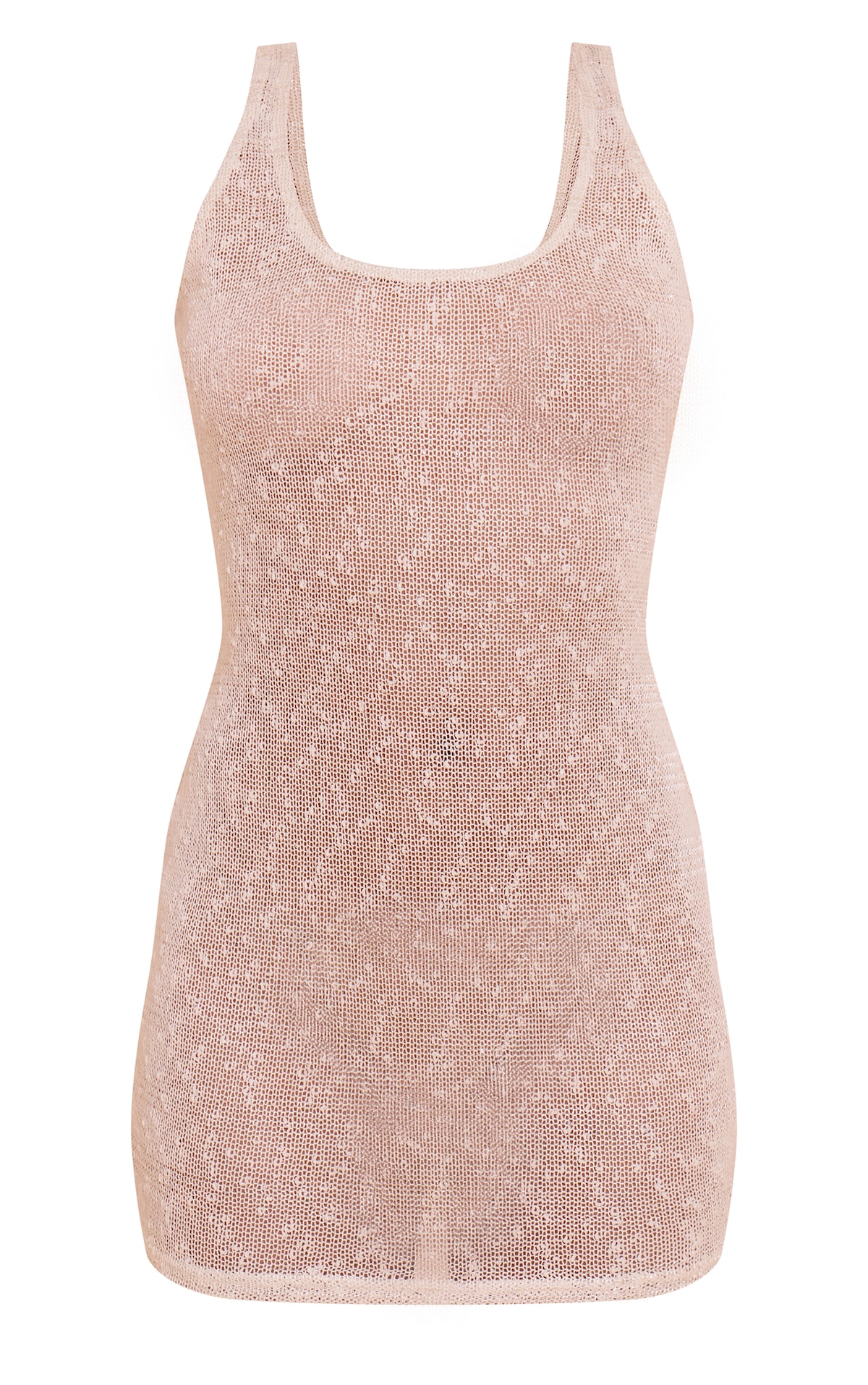 Cream Sequin Sheer Racer Neck Mini Dress | Dresses | PLT