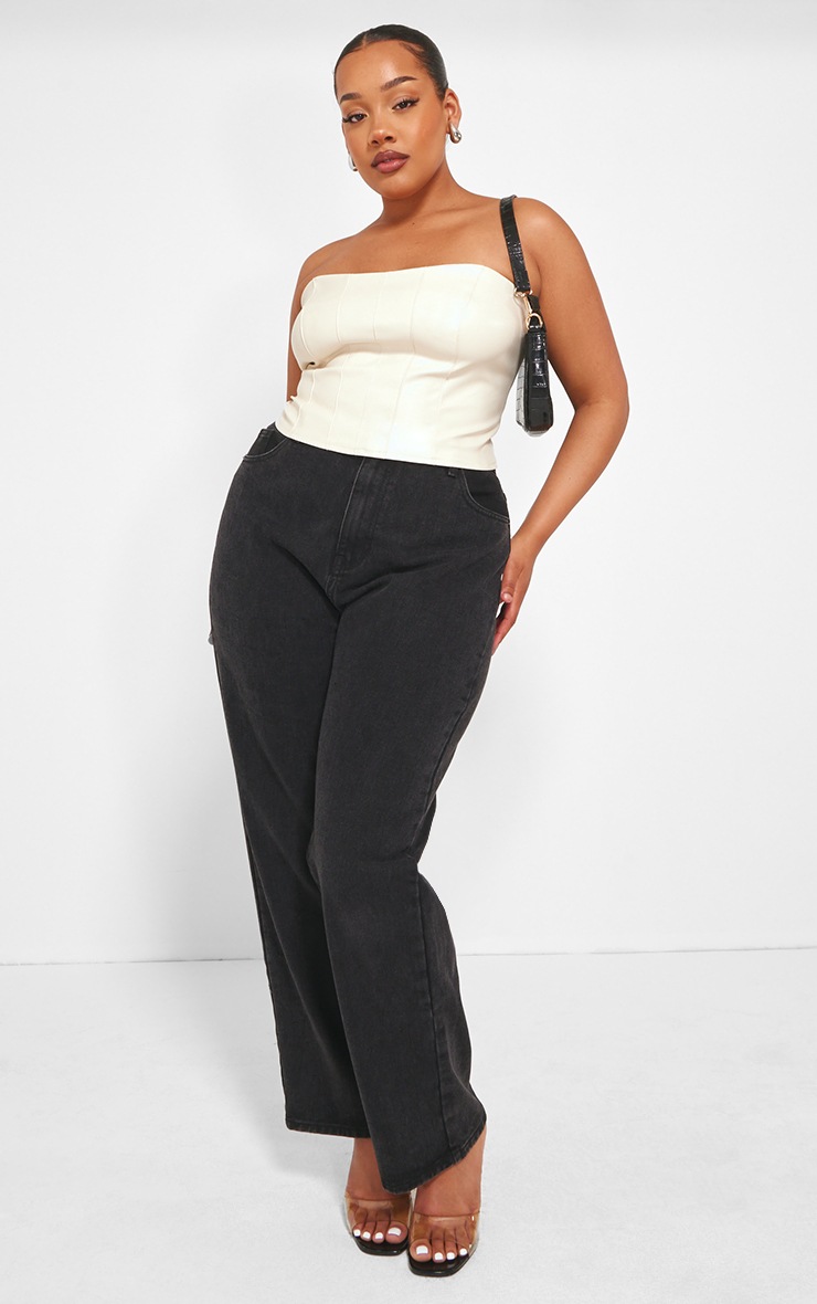 Plus Stone Seam Detail Faux Leather Bandeau | Plus Size ...