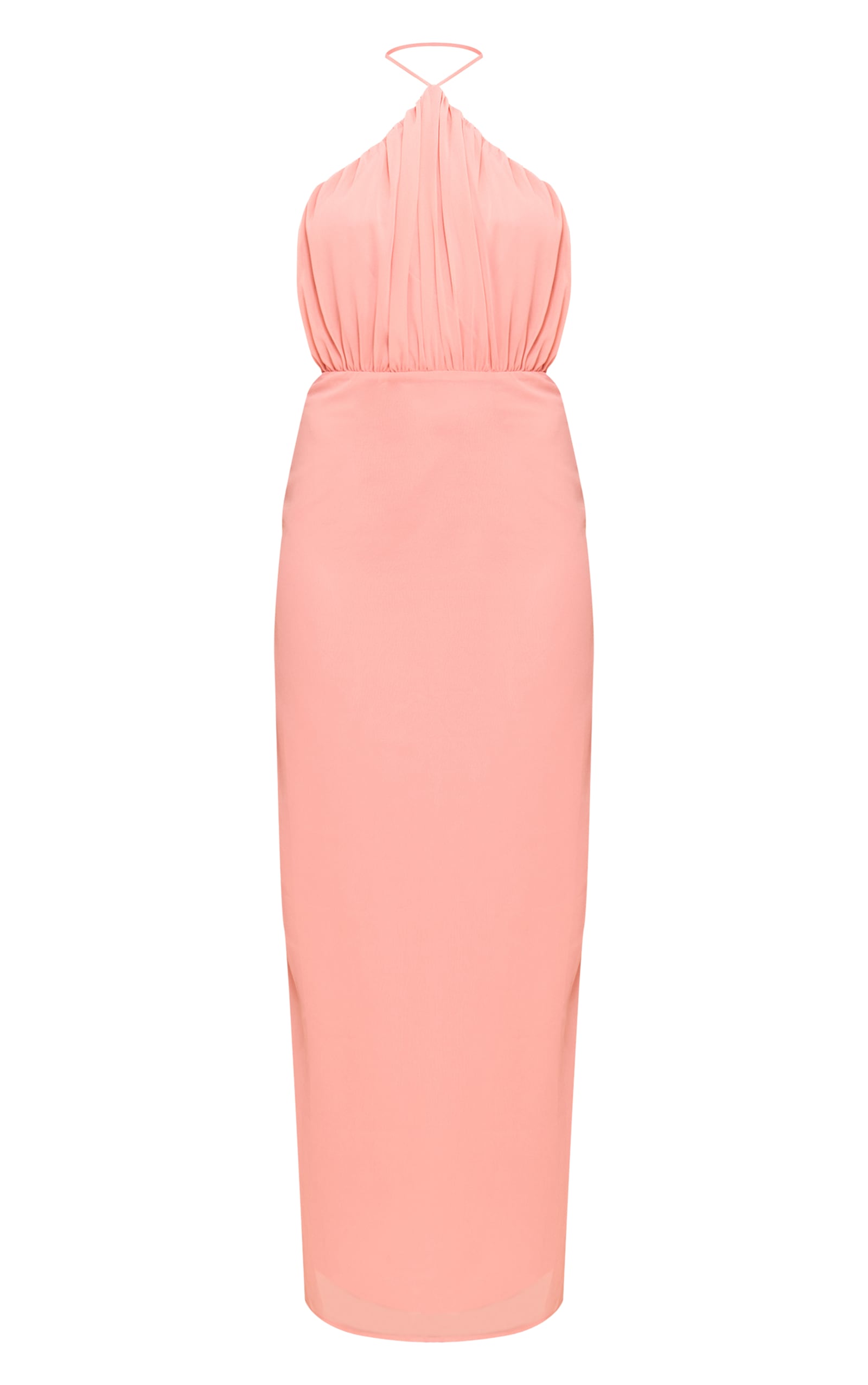Peach Chiffon Halter Neck Maxi Dress | Dresses | PrettyLittleThing AUS
