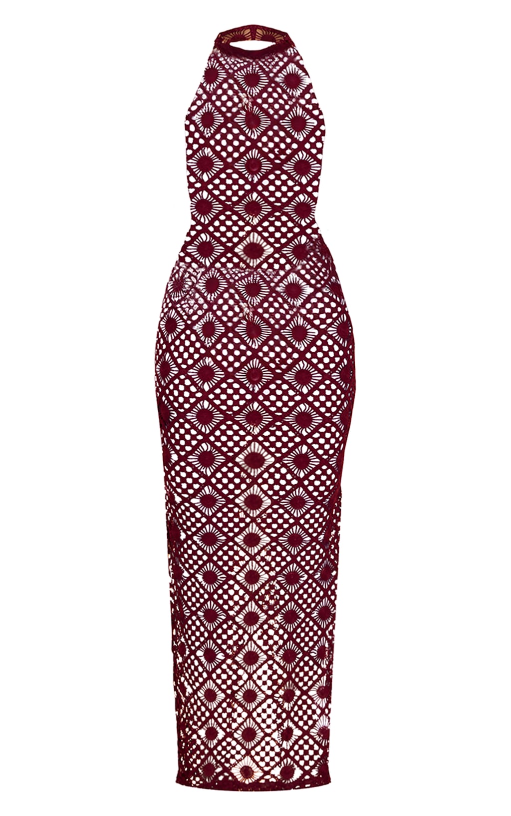 PLT Label Dark Red Crochet Open Back Maxi Dress | Dresses ...
