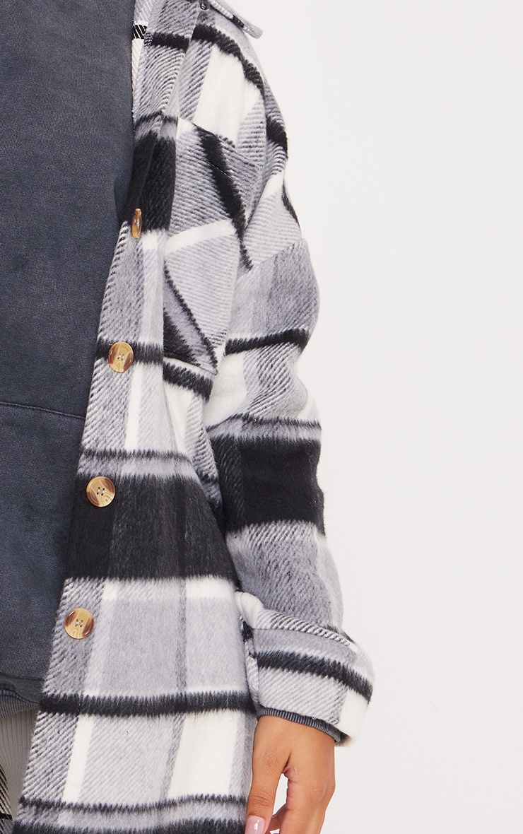 Black Brushed Oversized Longline Shacket | PrettyLittleThing USA