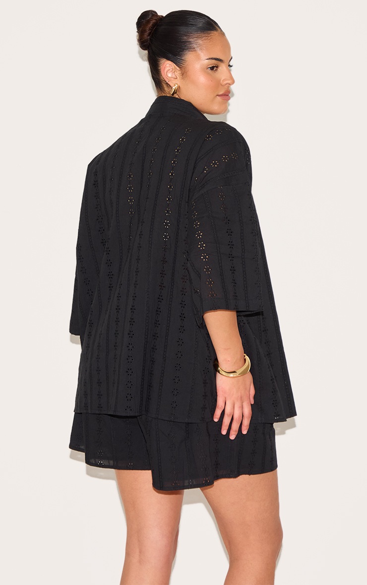 Plus Black Broderie Boxy Shirt | Plus Size | PLT