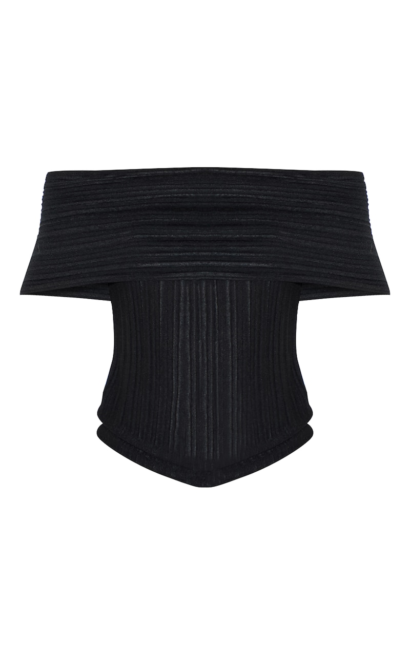 Black Rib Style Fold Over Top | Tops | PLT