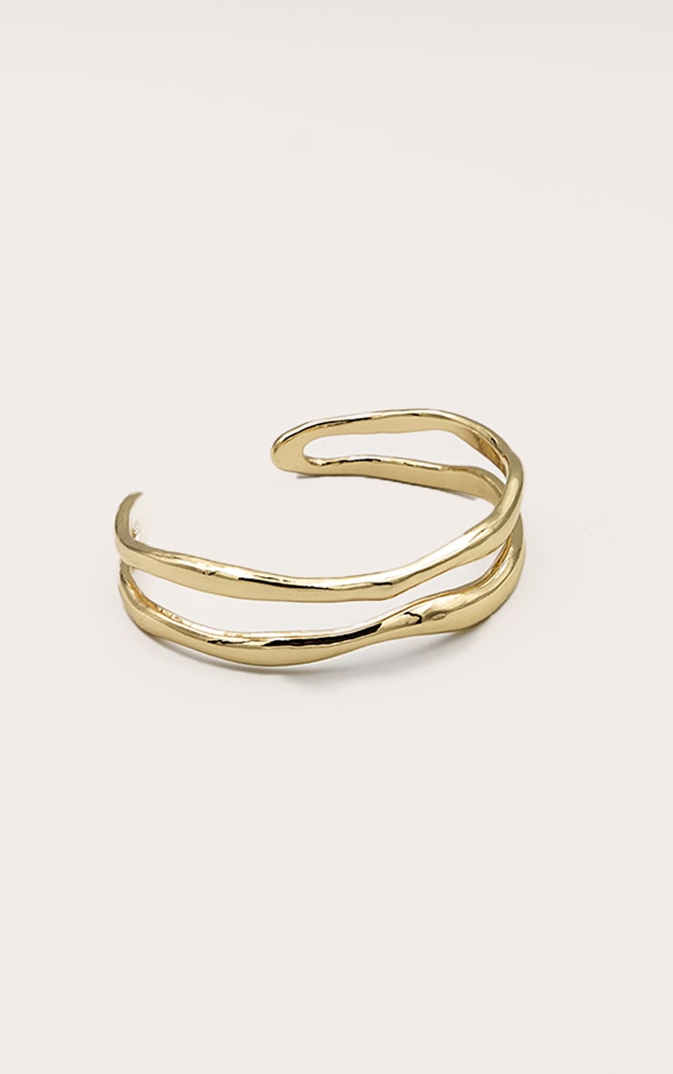 Gold Double Ridge Wave Bangle | Accessories | PLT USA