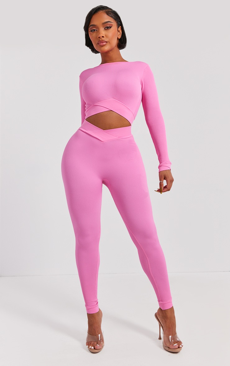PLT Shape Bright Pink Open Back Gym Crop Top | Shape ...