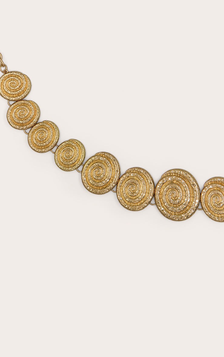 Gold Hammered Swirl Detail Chunky Chain Belt | Accessories | PLT