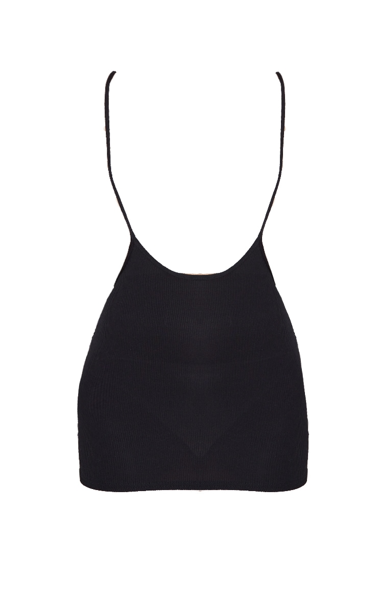 Black Rib Dungaree Straps Mini Skirt | PrettyLittleThing USA