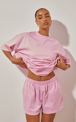 Candy Pink Cotton Oversized Boxy Shorts | Co-ords | PrettyLittleThing USA