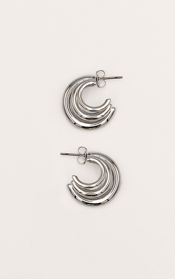 Silver Triple Tube Hoop Earrings | Accessories | PrettyLittleThing AUS