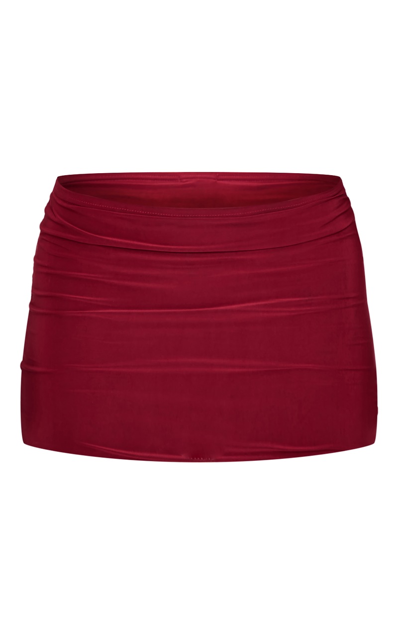 Burgundy Low Rise Slinky Micro Mini Skirt | Co-ords | PLT