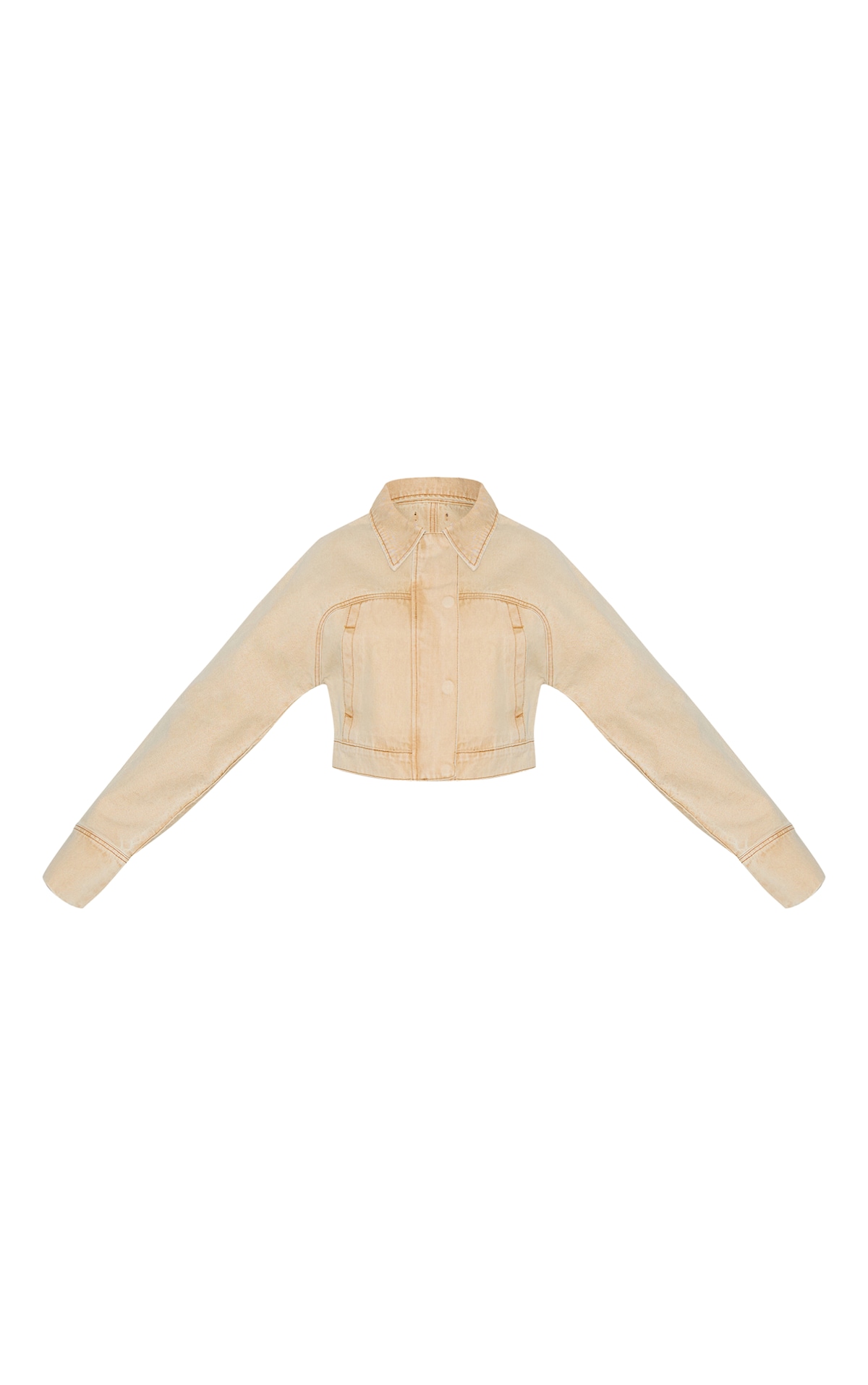 Washed Stone Crop Deep Cuff Concealed Crop Jacket | Denim | PLT USA