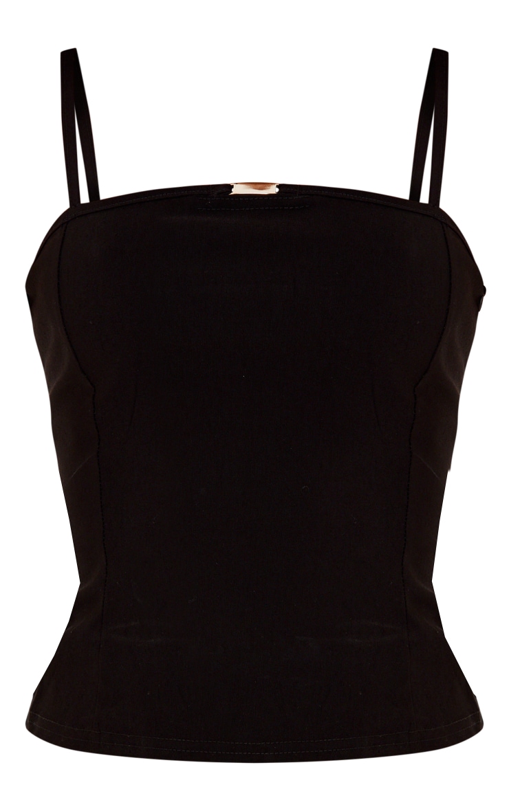 Black Stretch Fitted Bust Hardware Strappy Cami Top | PrettyLittleThing