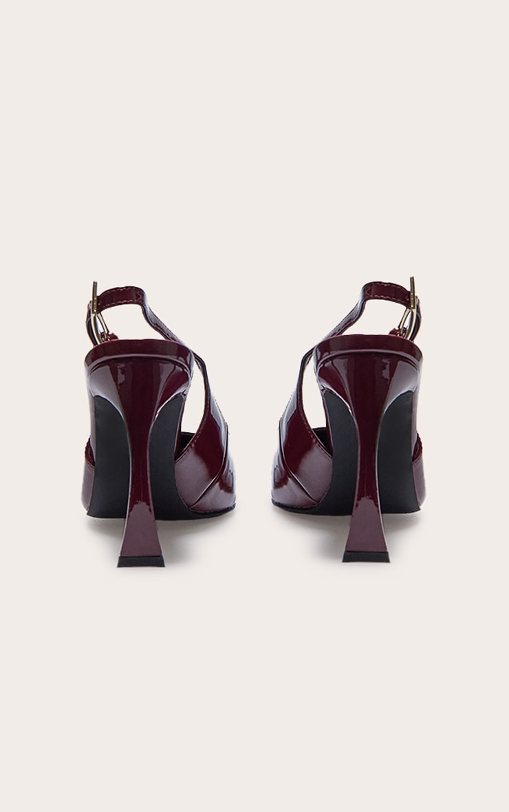 Burgundy PU Gold Buckle High Stiletto Court Heels | Footwear | PLT