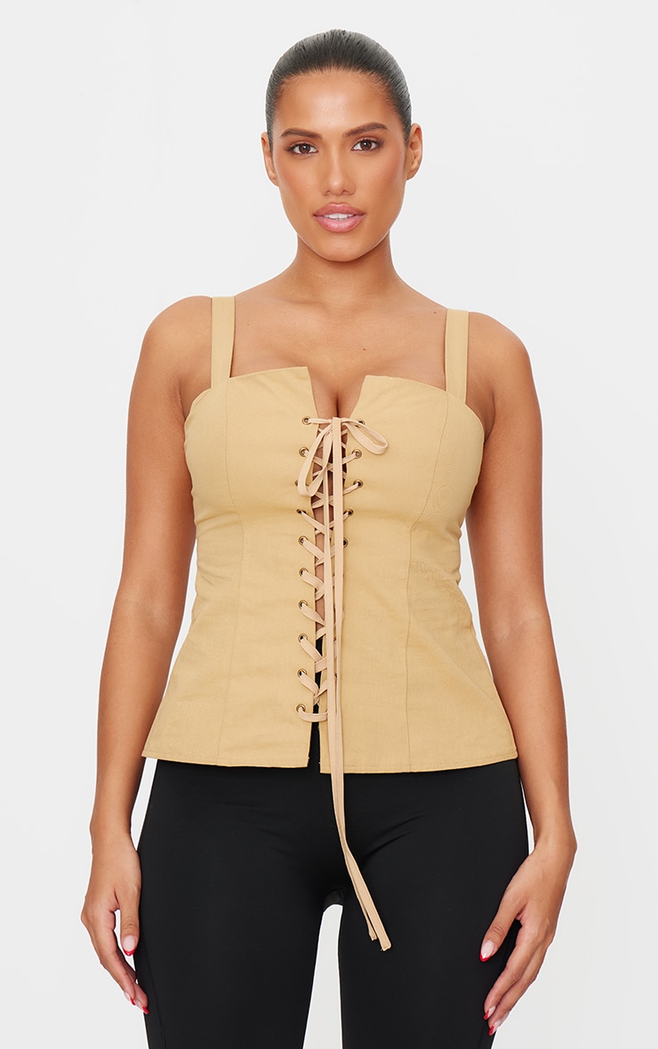 Shape Top Bustier Long Cargo Beige À Col Carré | Shape ...