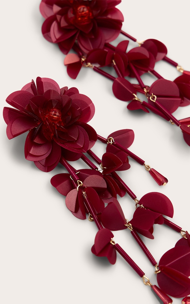Bright Red Statement Floral Drape Earrings | Accessories | PLT