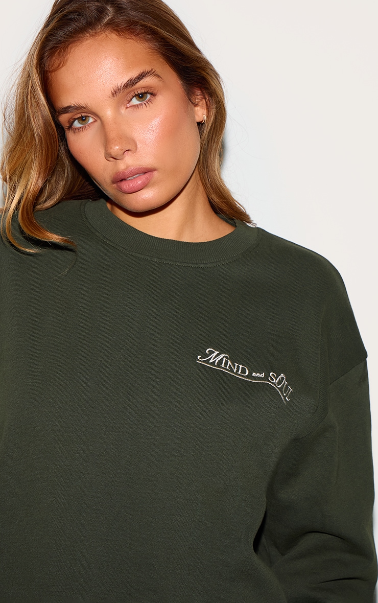 Khaki Mind & Soul Premium Oversized Sweatshirt | Athleisure | PLT