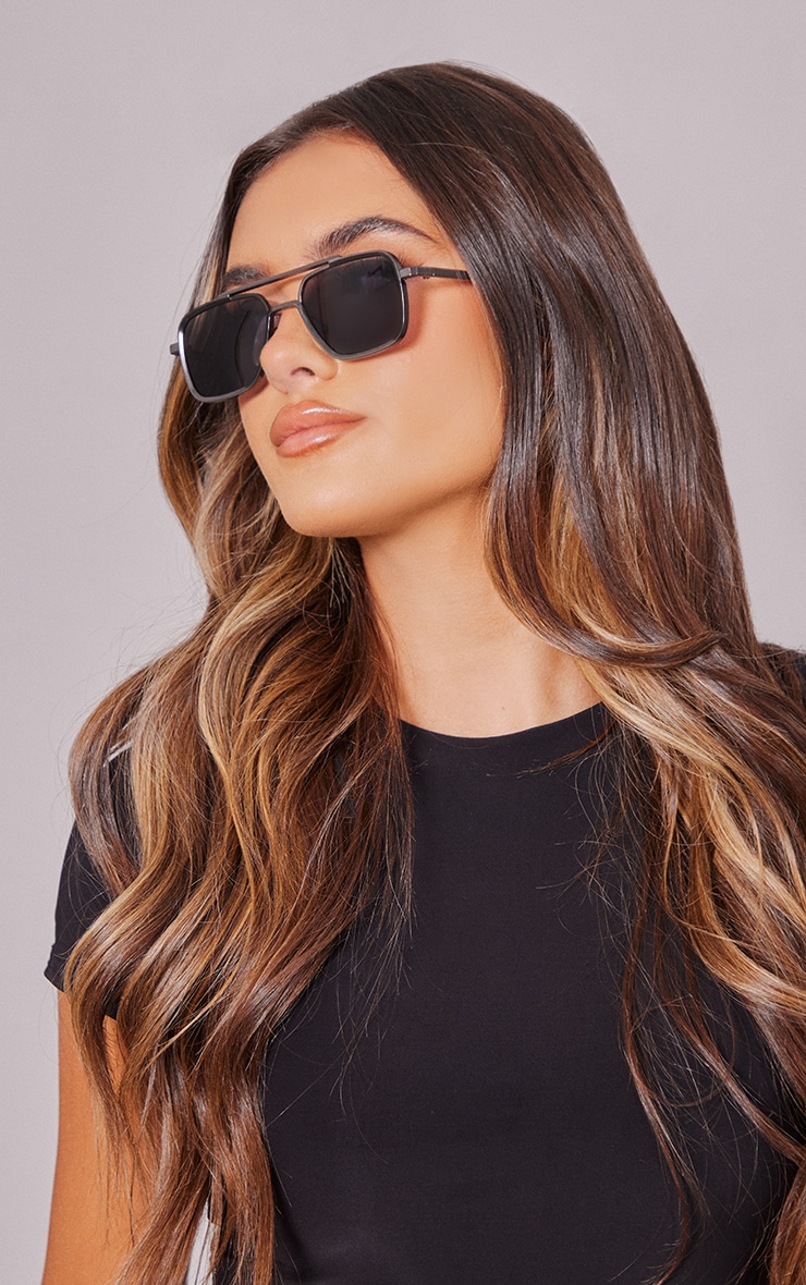 Grey Rounded Aviator Sunglasses | Accessories | PrettyLittleThing AUS