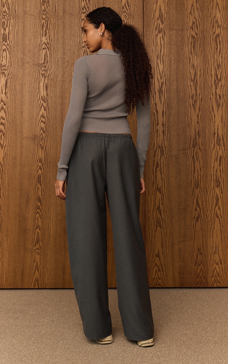 Charcoal Woven Drawstring Low Rise Relaxed Pants | Bottoms | PLT USA