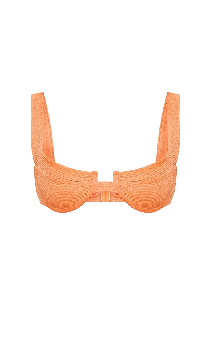 Coral Mini Crinkle Underwired Bikini Top Swimwear Prettylittlething