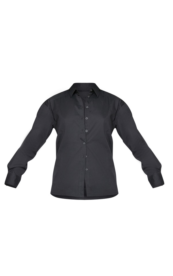 Black Cotton Button Shirt | Tops | PrettyLittleThing