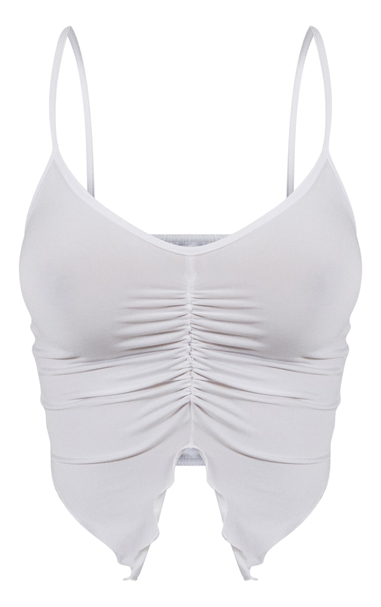 Crop top moulant froncé blanc | PrettyLittleThing FR