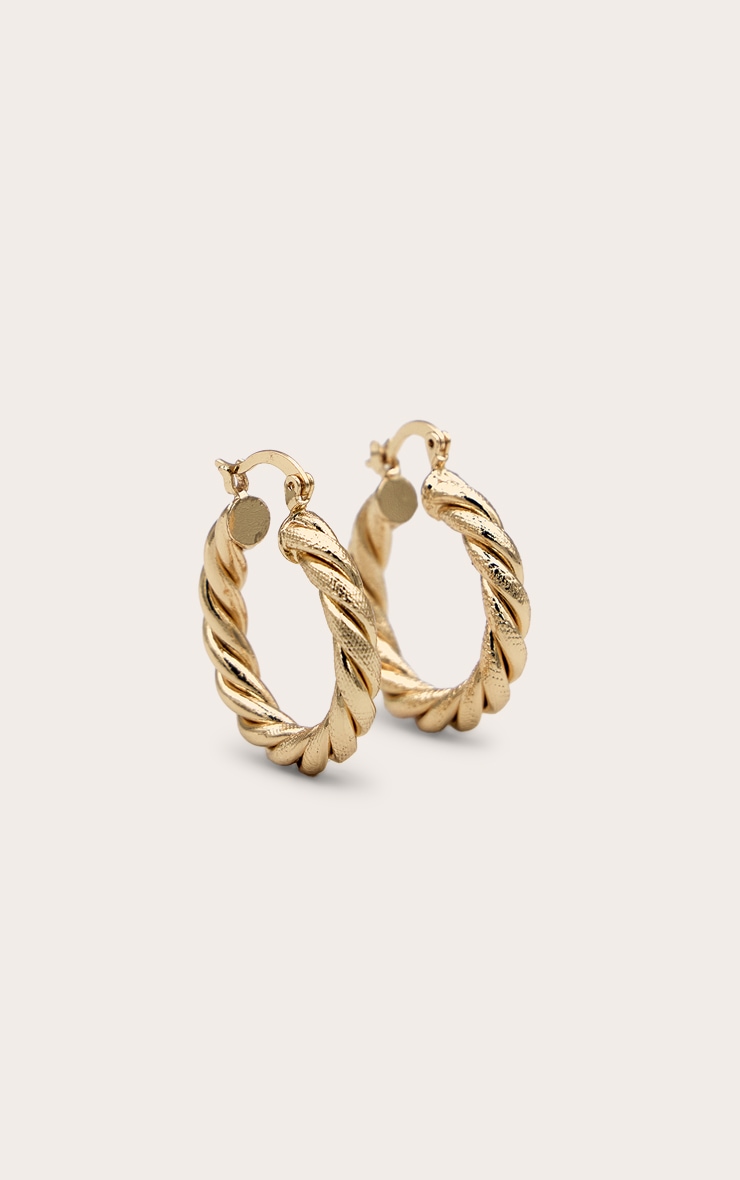 Gold Rope Twist Textured Hoop Earrings | Accessories ...