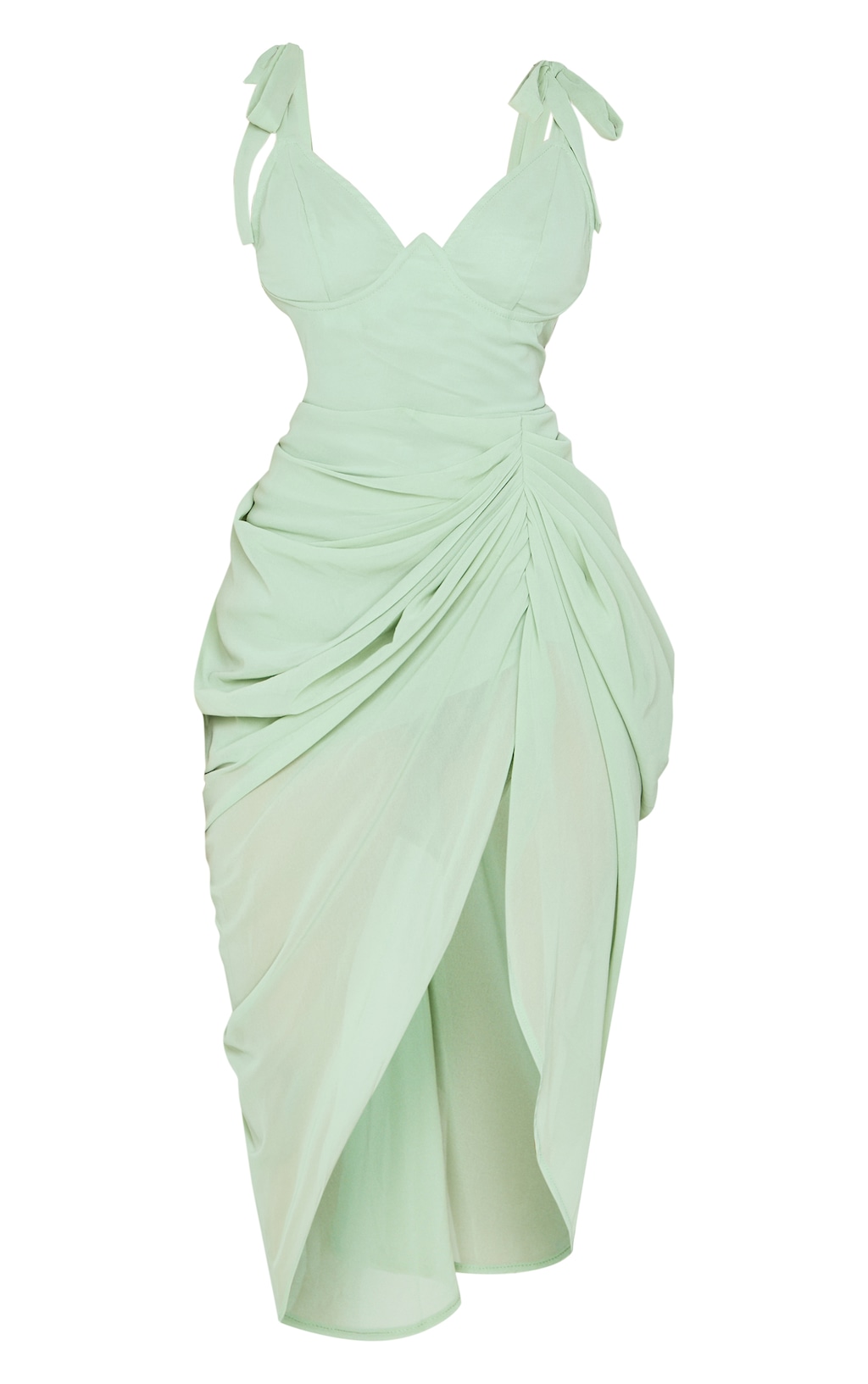 Petite Sage Green Underwire Draped Midi Dress | Petite | PLT