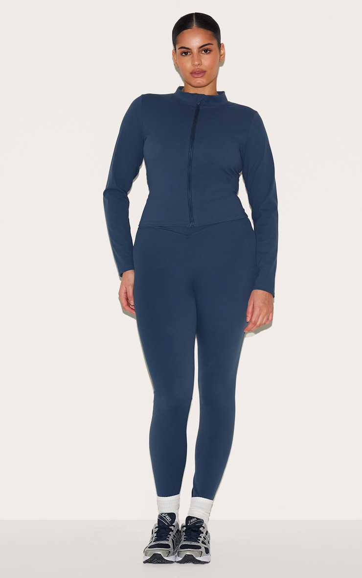 Midnight Blue Sculpt Wrap Waist Gym Leggings | Activewear ...