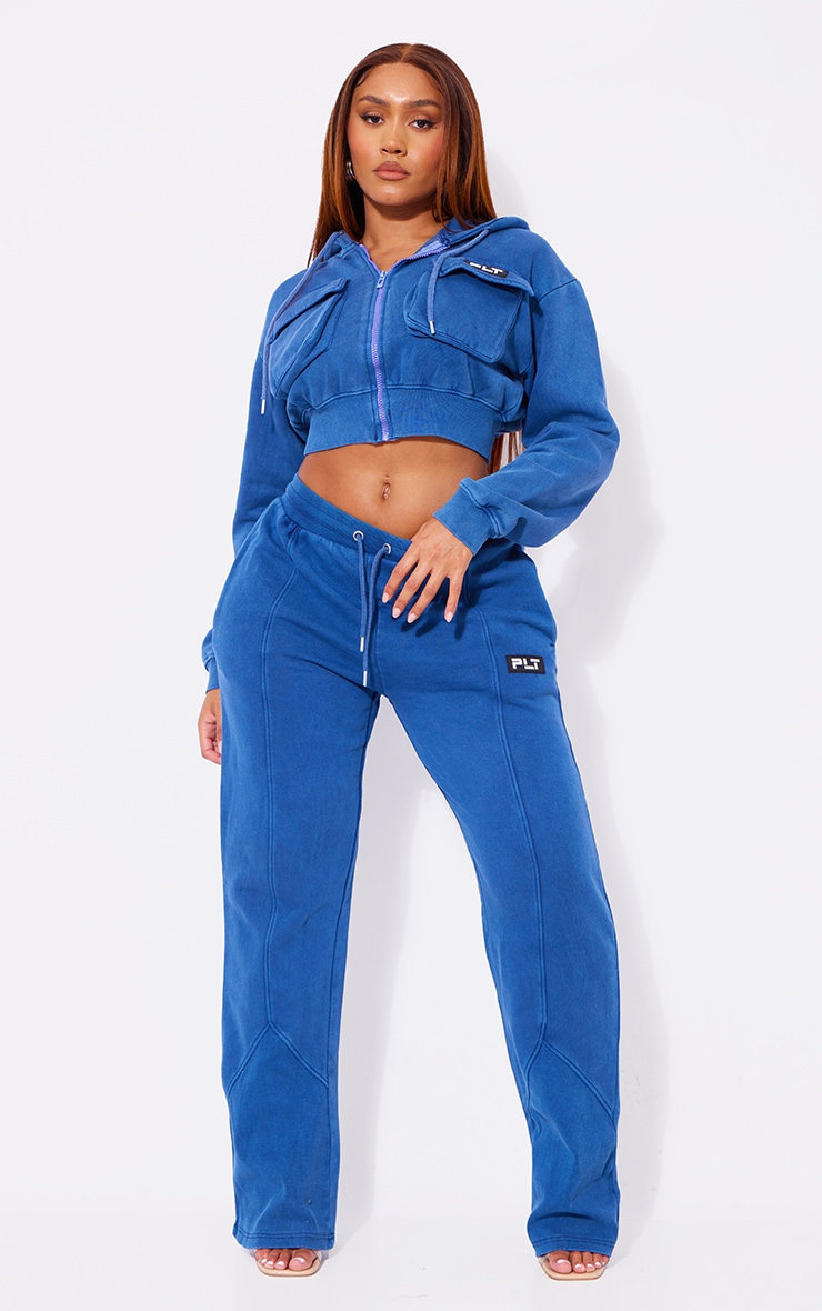 PLT Shape Navy Washed Wide Leg Joggers | Shape | PLT