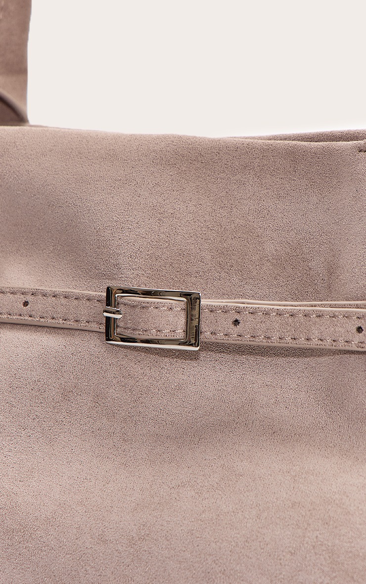 Mushroom Suede Buckle Square Structured Tote Bag | Accessories | PLT