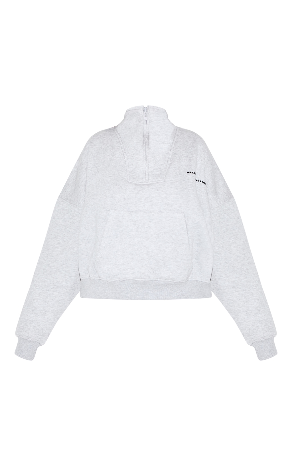 PLT Petite Ash Grey Oversized Half Zip Sweatshirt | Petite | PLT USA