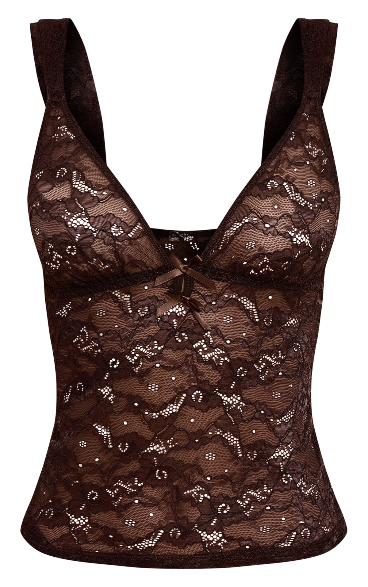 Chocolate Lace Cami And Thong Lingerie Set | Lingerie & Nightwear | PrettyLittleThing USA