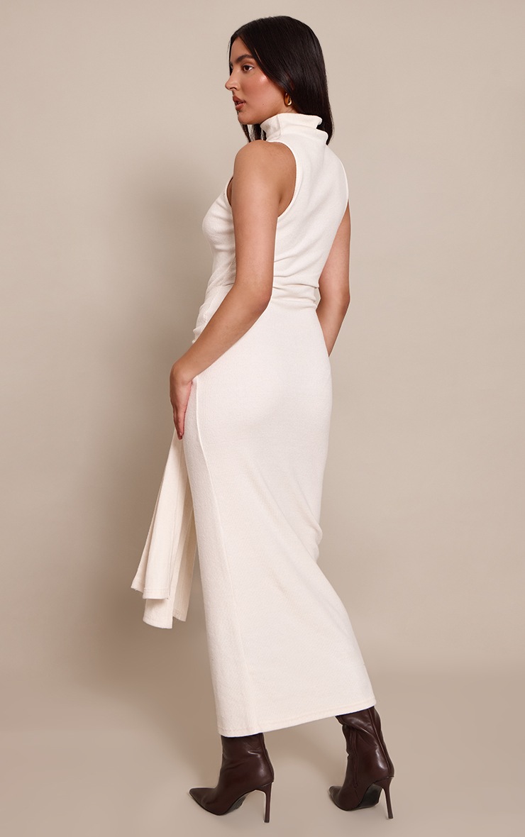 Cream Brushed Rib Sleeveless Wrap Maxi Dress | Dresses ...
