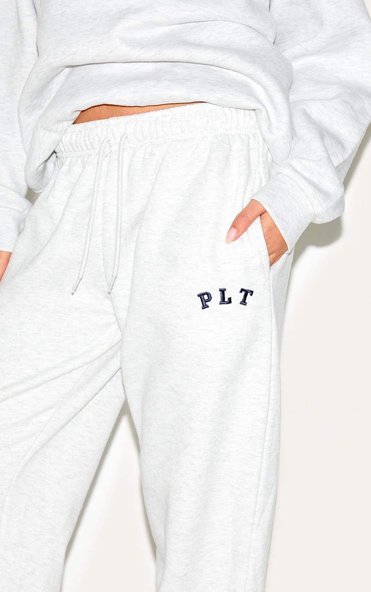 PLT Ash Grey Logo Oversized Wide Leg Sweatpants | Sweat | PrettyLittleThing USA