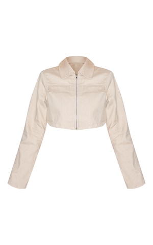 Washed Grey Grain Detail Pocket Cropped Jacket | Outerwear | PLT USA