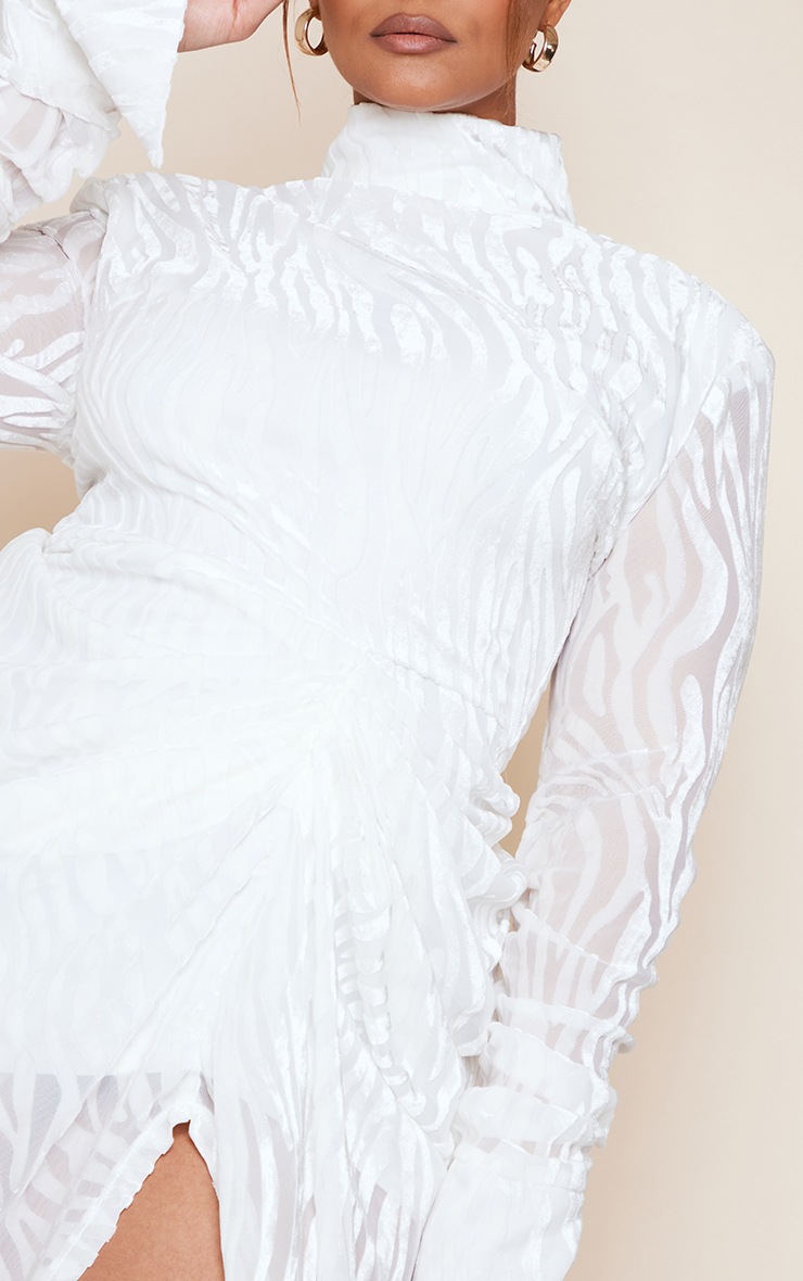 Plus White Zebra Devore Draped Midi Dress | Plus Size ...