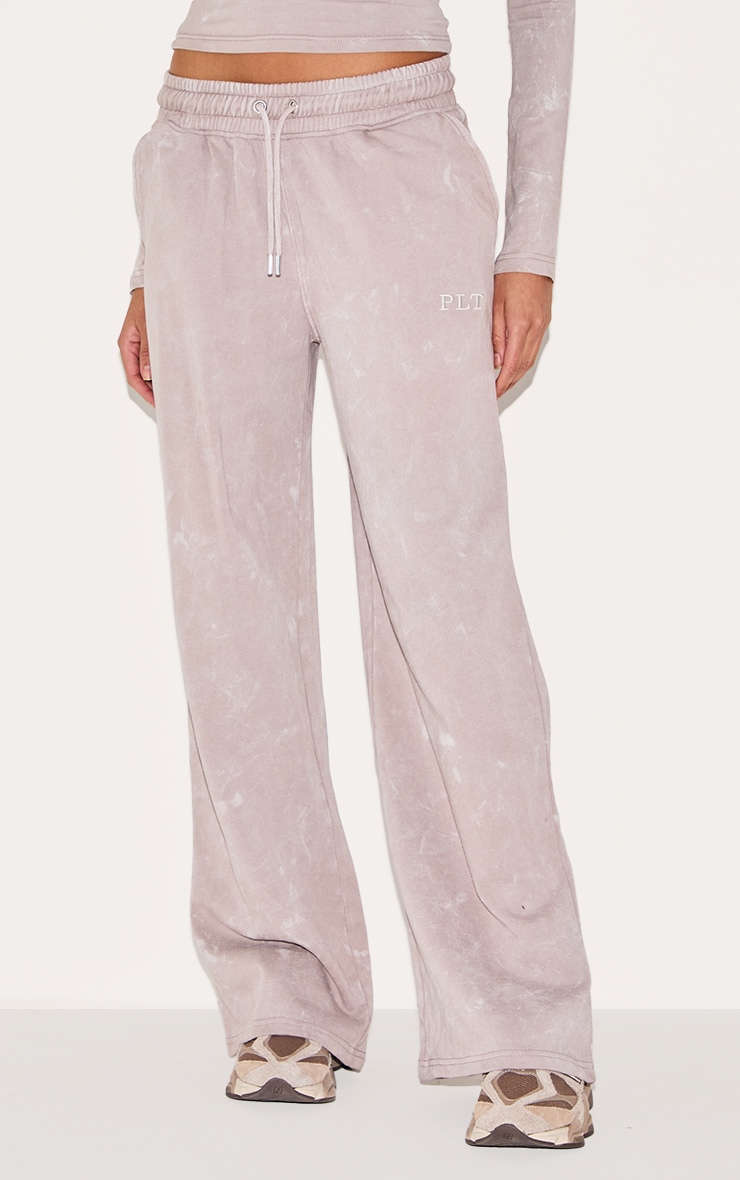 Light Grey PLT Washed Low Rise Wide Leg Joggers | Athleisure | PLT